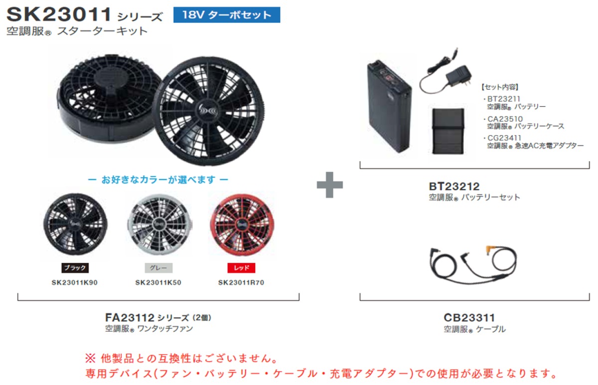 空調服用ファンセット SK23011シリーズ スターターセット：EIKO製 | Tekkin Tool