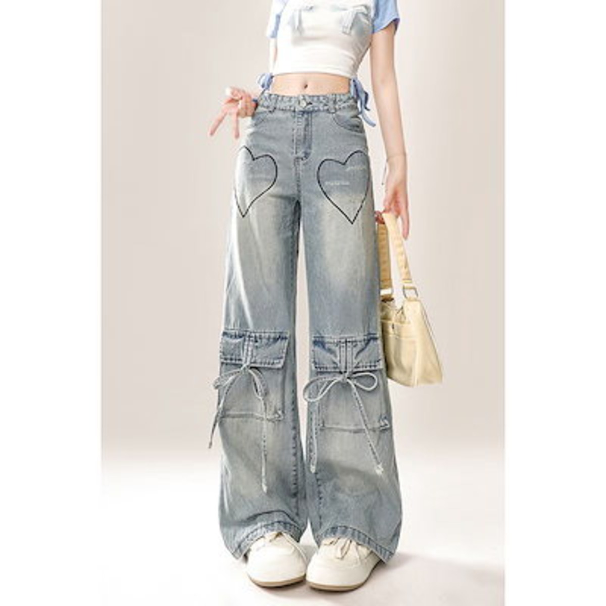 ジーンズ 人气 新作 Y2K ストレート ワイドパンツ レトロ 百掛け | HUG-L