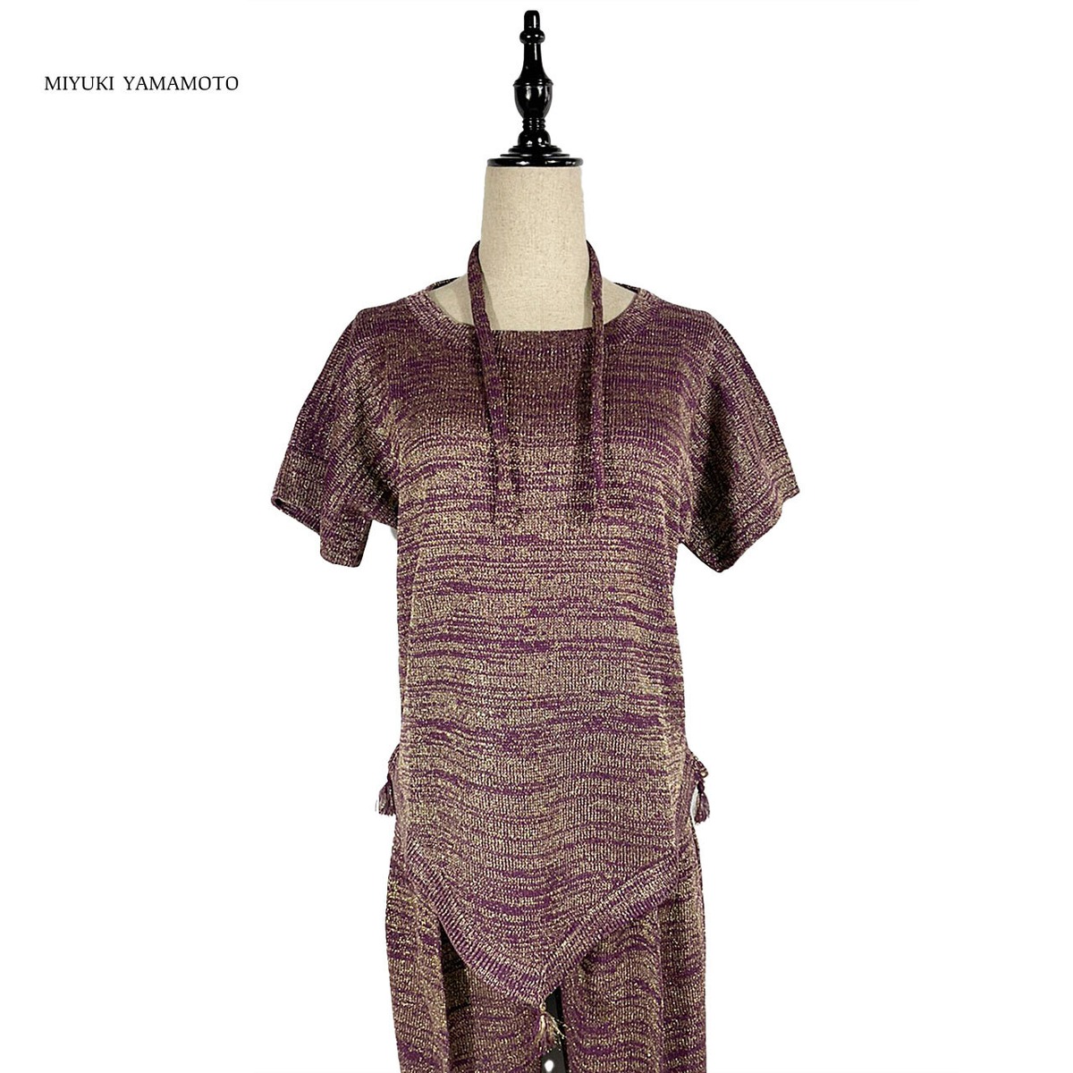 556 glitter purple fringe tops / グリッター パープル フリンジ トップス / ニットウェア / 1点物 ...