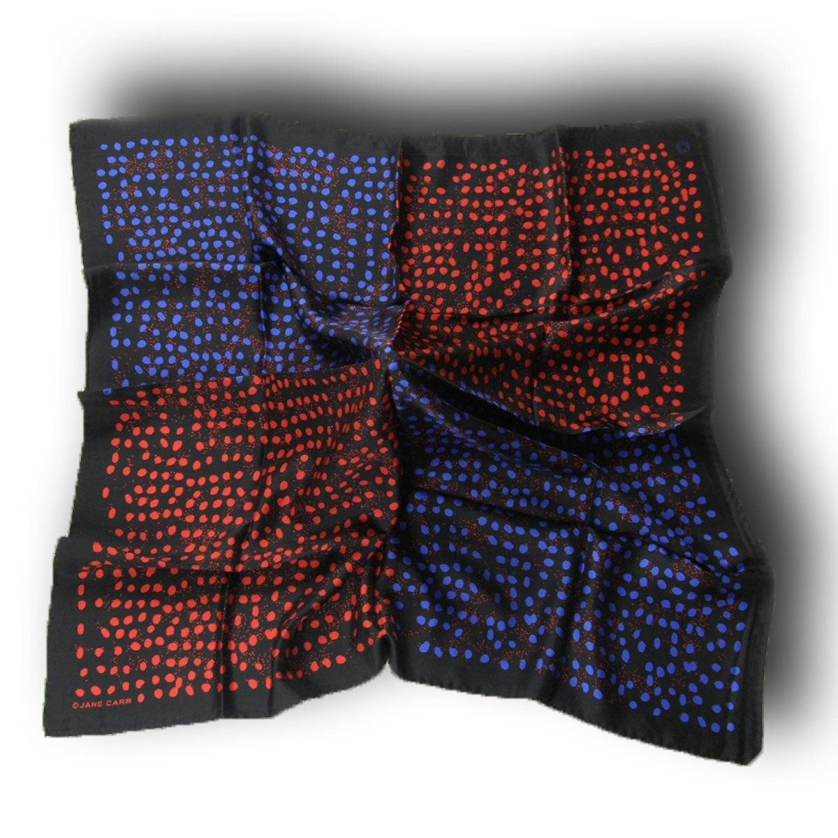 JANE CARR / ジェーンカー シルク 大判 スカーフ イタリア製 ドット柄 水玉模様 ポルカドット ジェーン カー ...