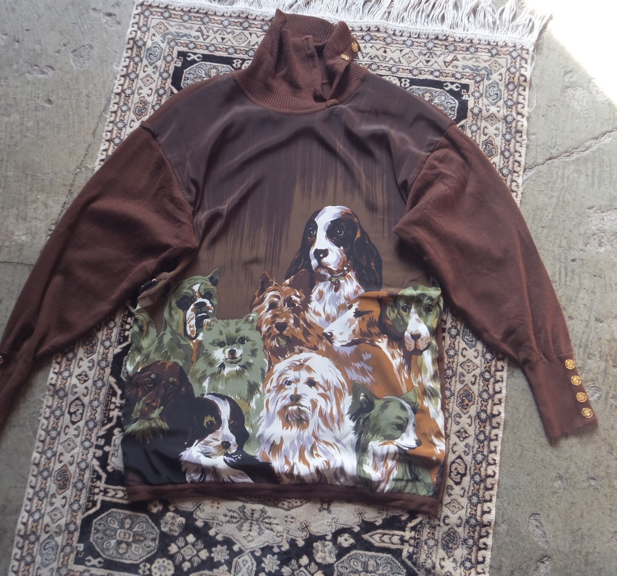 chamois royal vintage dog print knit | adamsmith