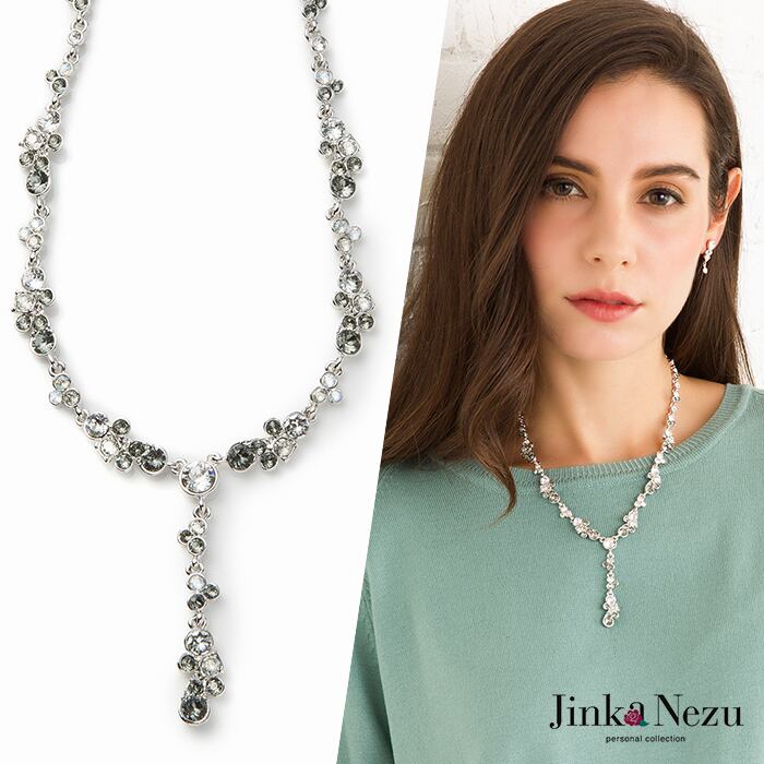 ネックレス ショート y字 クリスタルガラス 2トーンカラー | purepoche