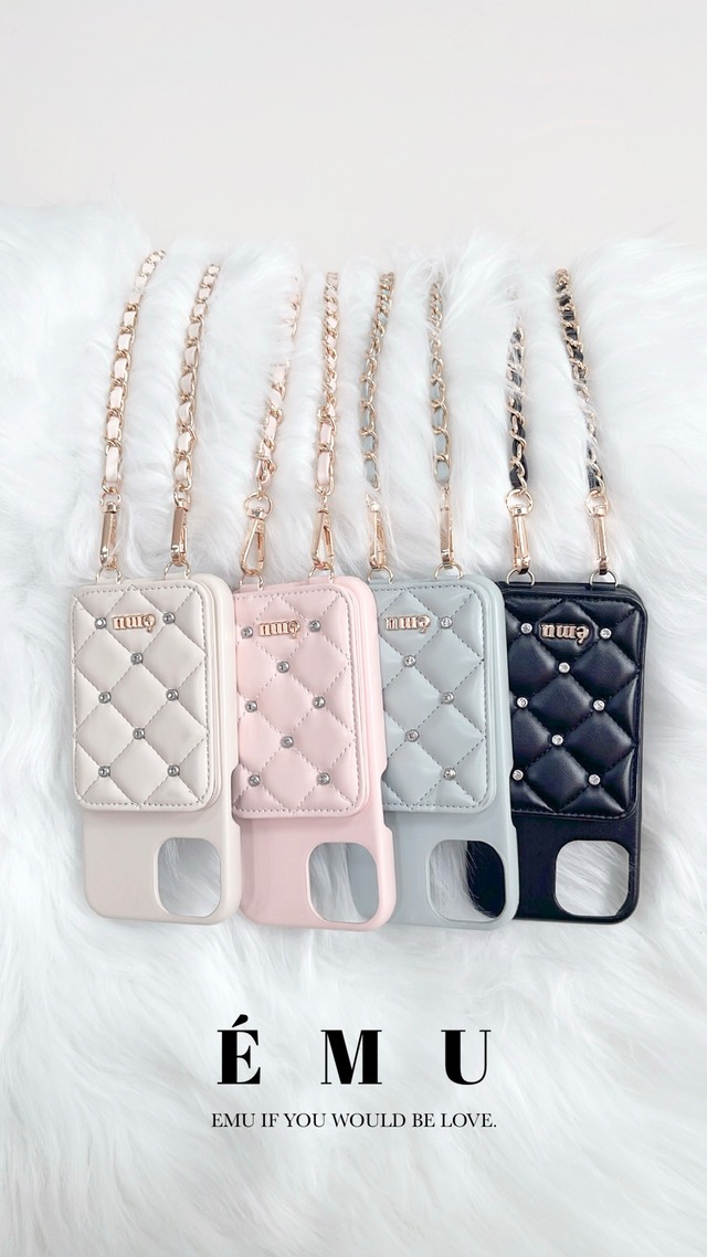 ÉMU キルティングビジューミラーiPhoneケース | emu.official.store