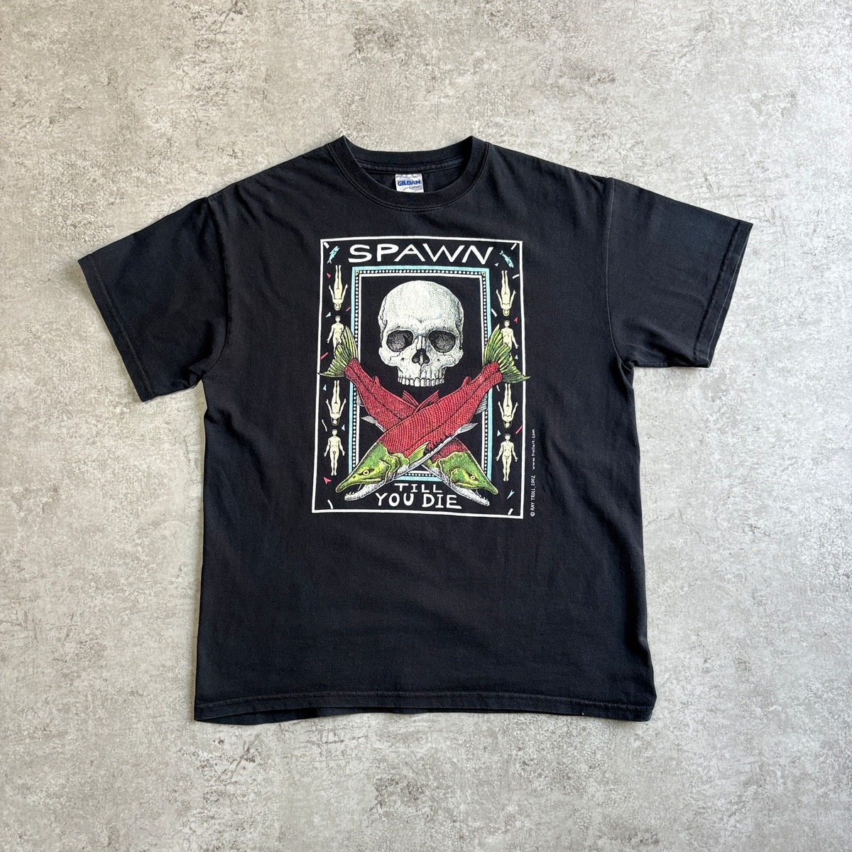 00s 2002年 RAY TROLL Fish Art Printed T-shirt ④ SPAWN TILL YOU DIE | Que ...