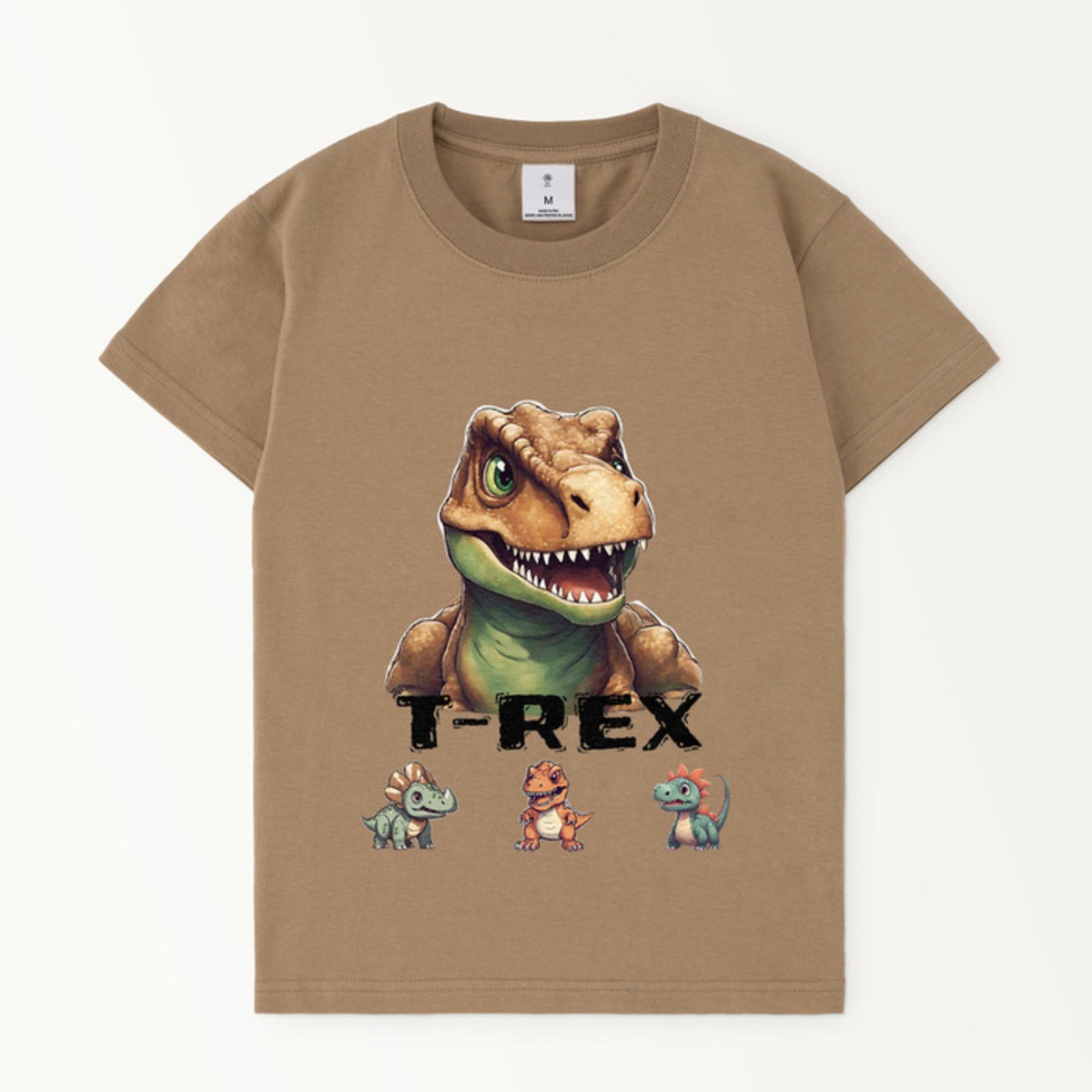 【キッズ】 猫Tシャツ おもしろTシャツ Neko Manekiオリジナル恐竜Tシャツ（モカ） 【Kids】Neko Maneki ...