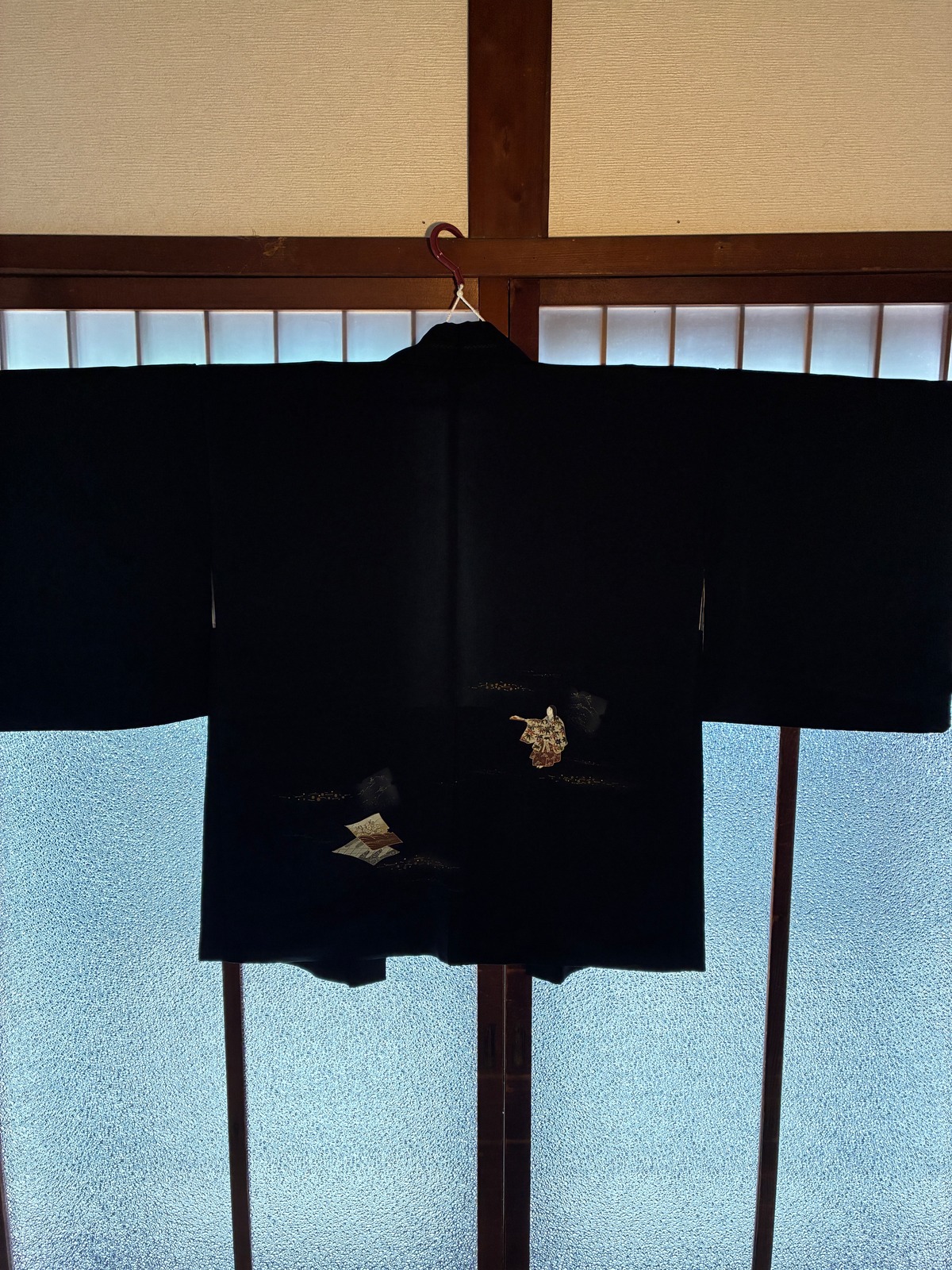 WOMEN'S BLACK HAORI PATTERN JAPANESE WOMEN WAFU STYLE(Silk 100% ...