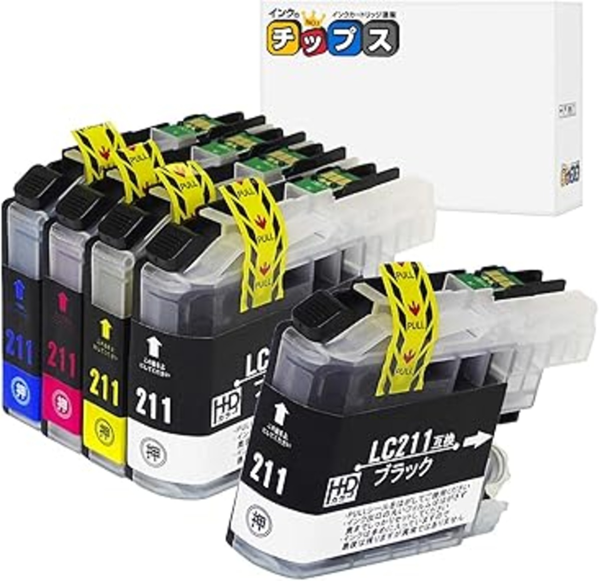 【インクのチップス】 ブラザー用 LC211 4色セット+ブラック1本 互換インク 残量表示対応 対応機種:DCP-J562N MFC ...