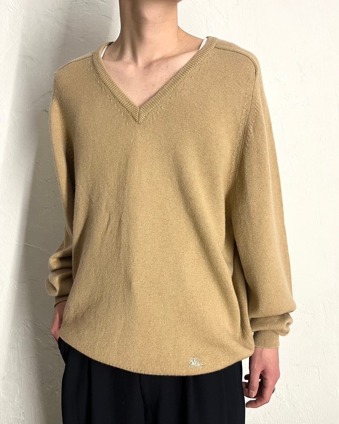 80s Burberry V-Neck Wool Knit SCOTLAND製 | Pay ID