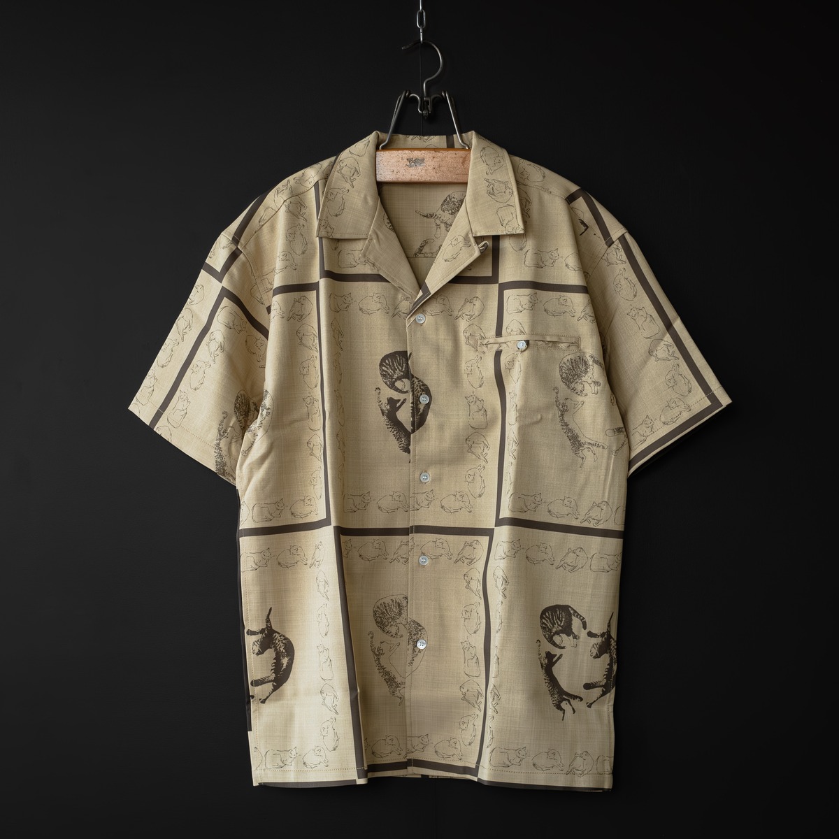 【modem design】 open collar cat s/s shirts (yellow) | dros dro