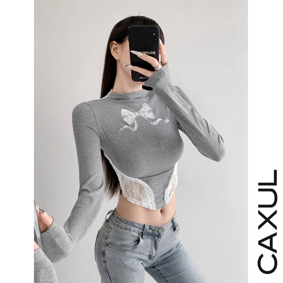 レースパッチワーク トップス/3color | Caxul