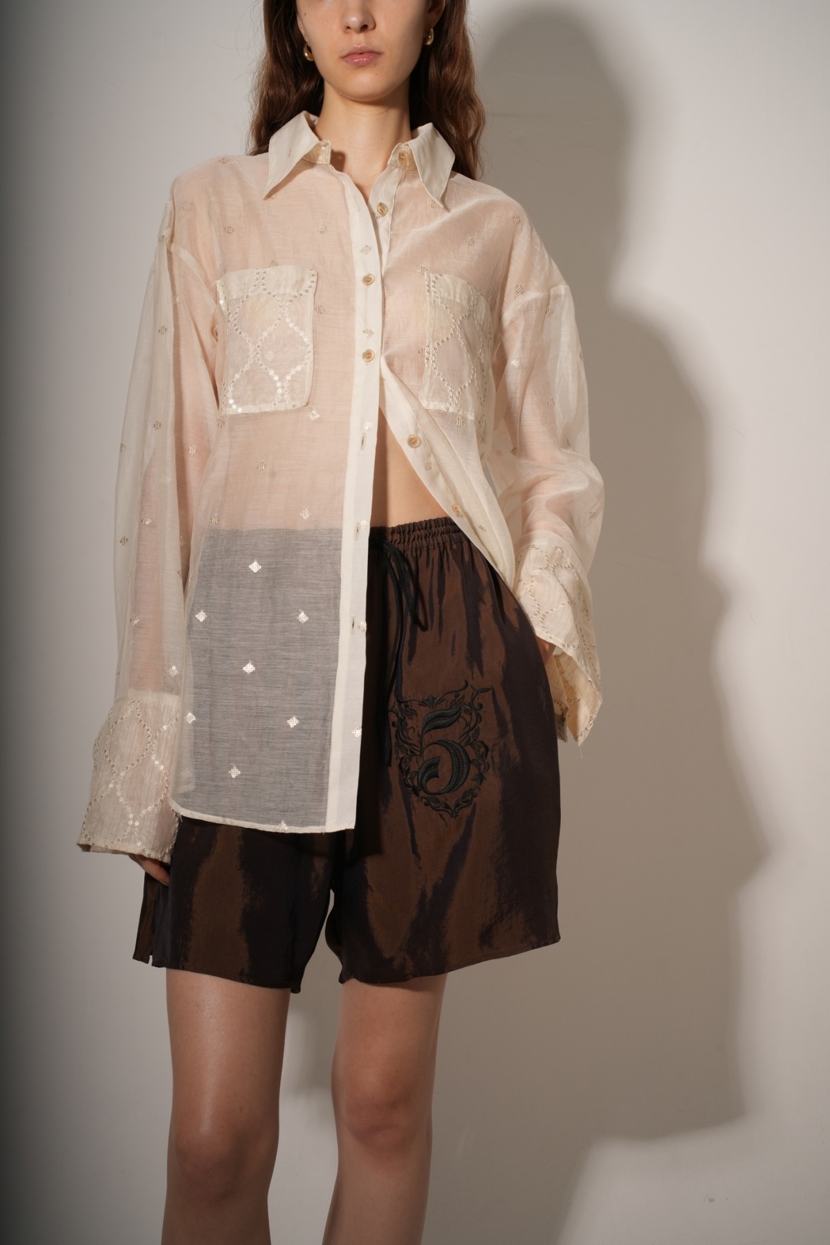 【Black label】COTTON SILK SPANGLE SHIRTS / ECRU | 5knot.....