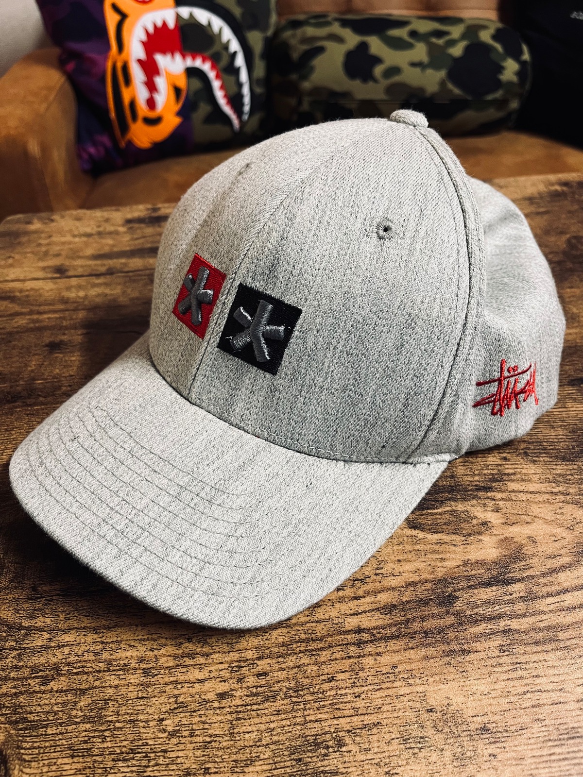 old stussy hat cap オールドステューシー ステューシー 刺繍 サイド ロゴ L XL グレー | Area0411 ...