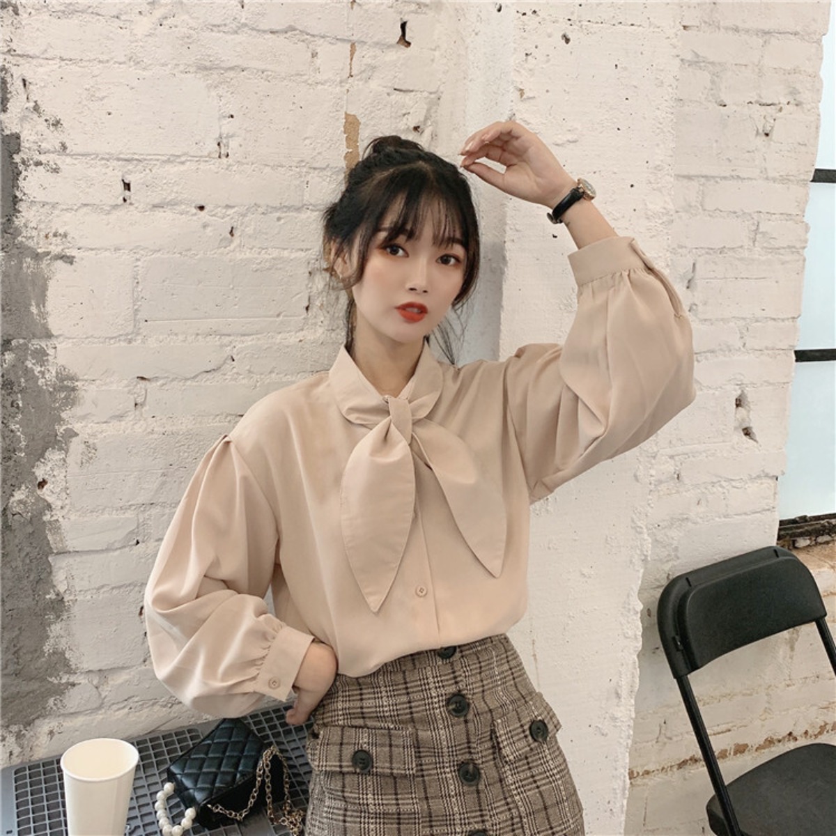 シフォン シャツ 蝶結び sweet系 百掛け | ayawan