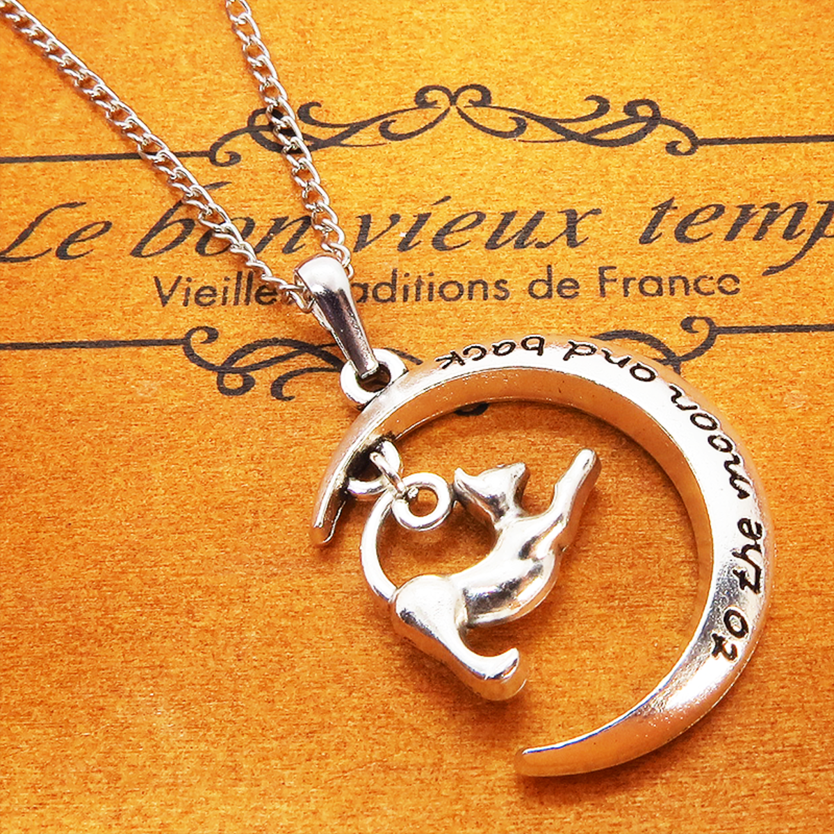 アンティークシルバー のび猫と三日月を組み合わせたペンダント・ネックレス 銀古美色 長さ変更可 SV925可 | CSA Cat＆Steam ...