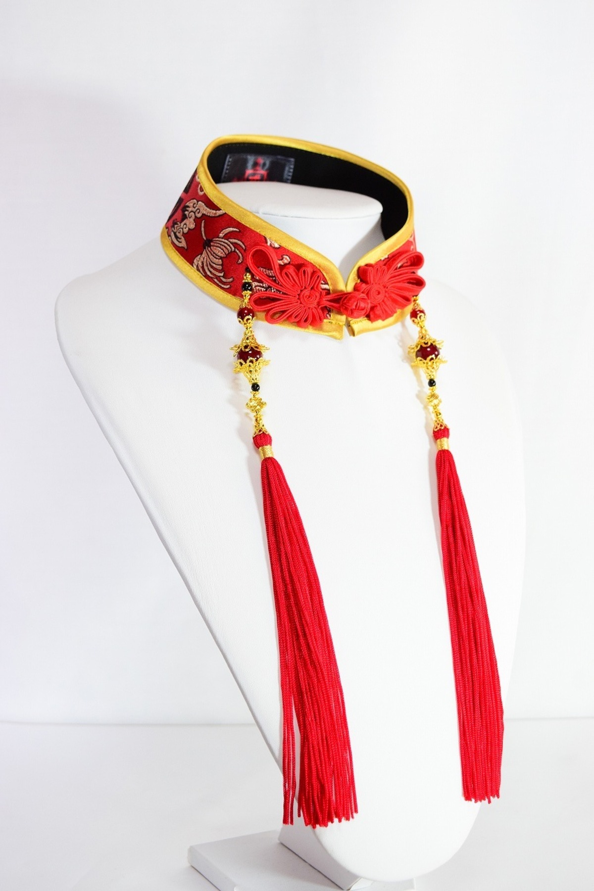 中華襟チョーカー(赤柘榴)Mサイズ[AR-SC242] | 或-arui-