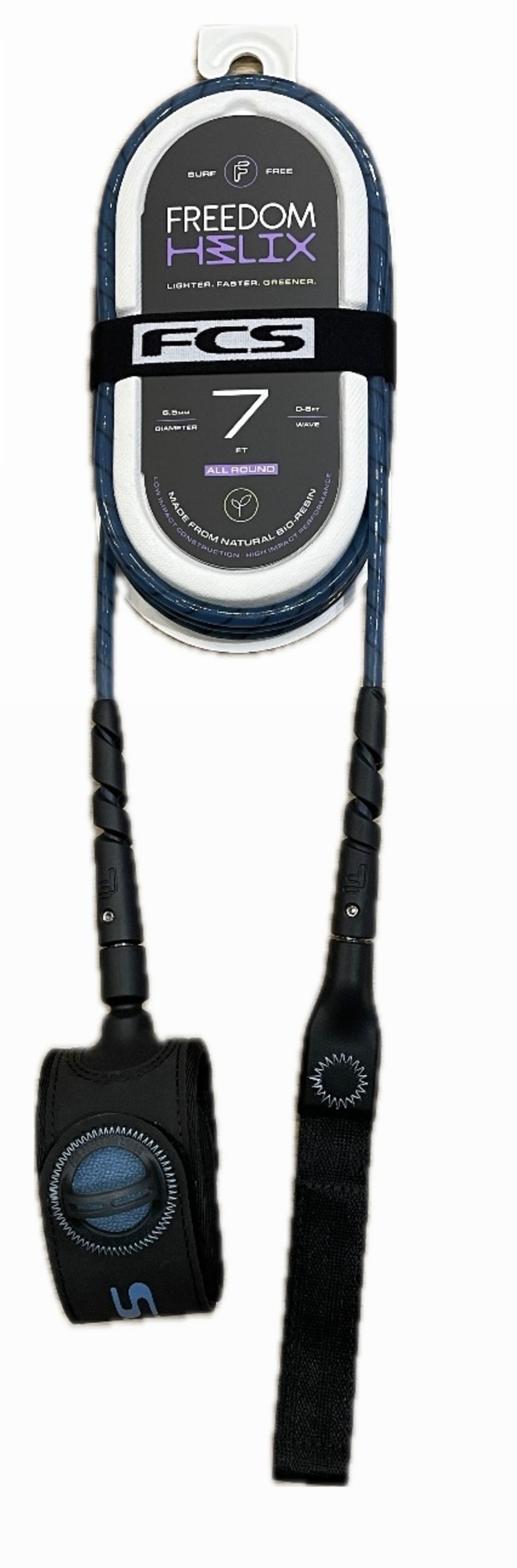 FCS 7.’Tranquil Blue/Black FREEDOM HELIX LEASH 7' | KAISERS SURF