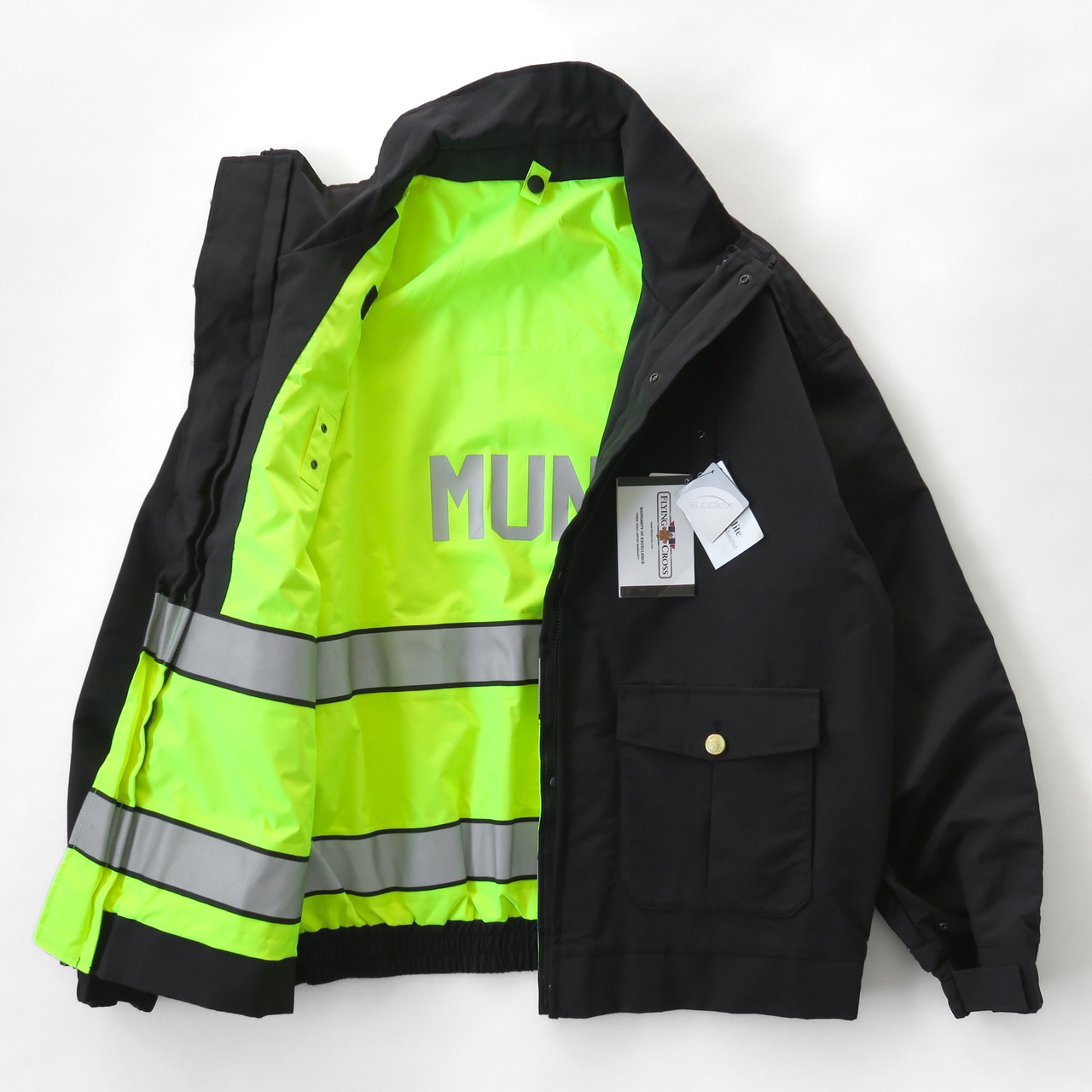 New Old Stock Flying Cross SFMTA Muni Operator Jacket - Black / Hi-Viz ...