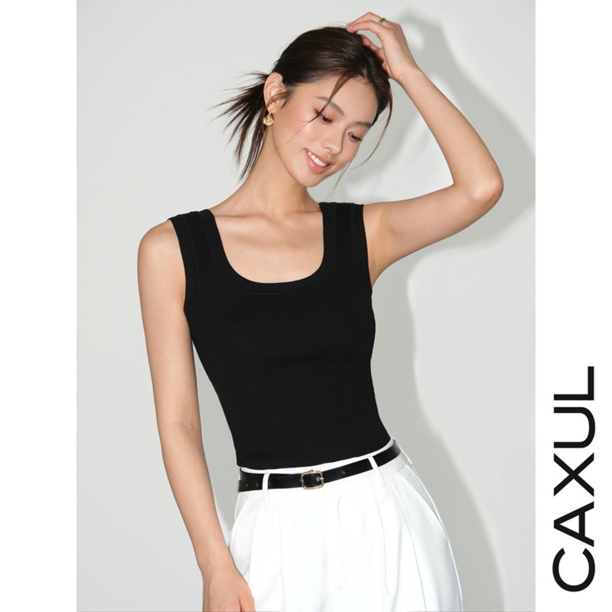 Uネック ニットタンクトップ/3color | Caxul