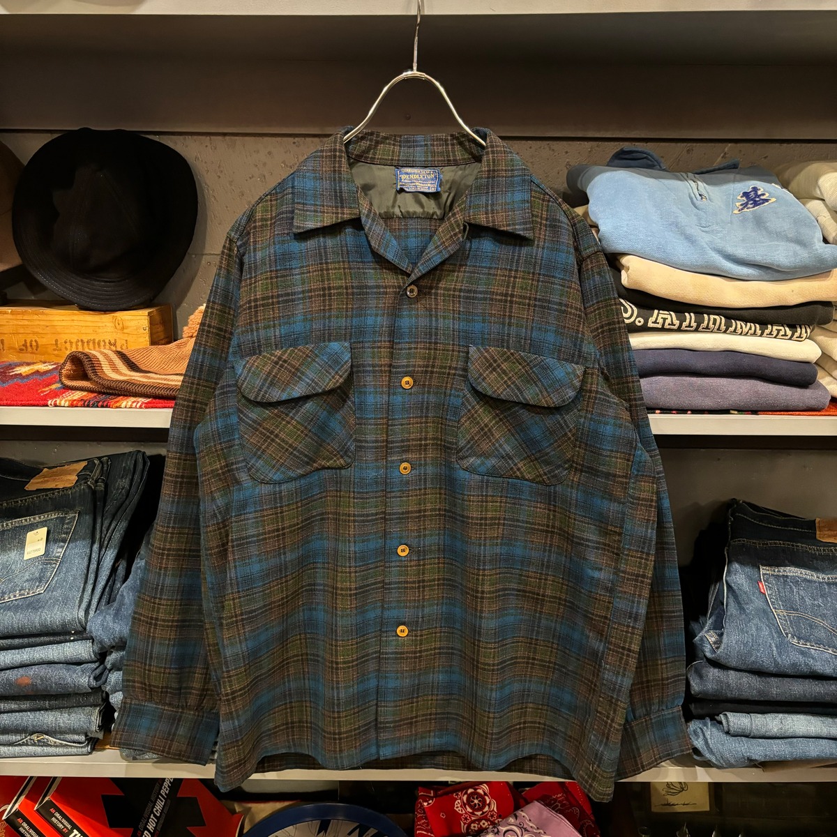 50s PENDLETON L/S Open Collar Wool Shirt | VOSTOK