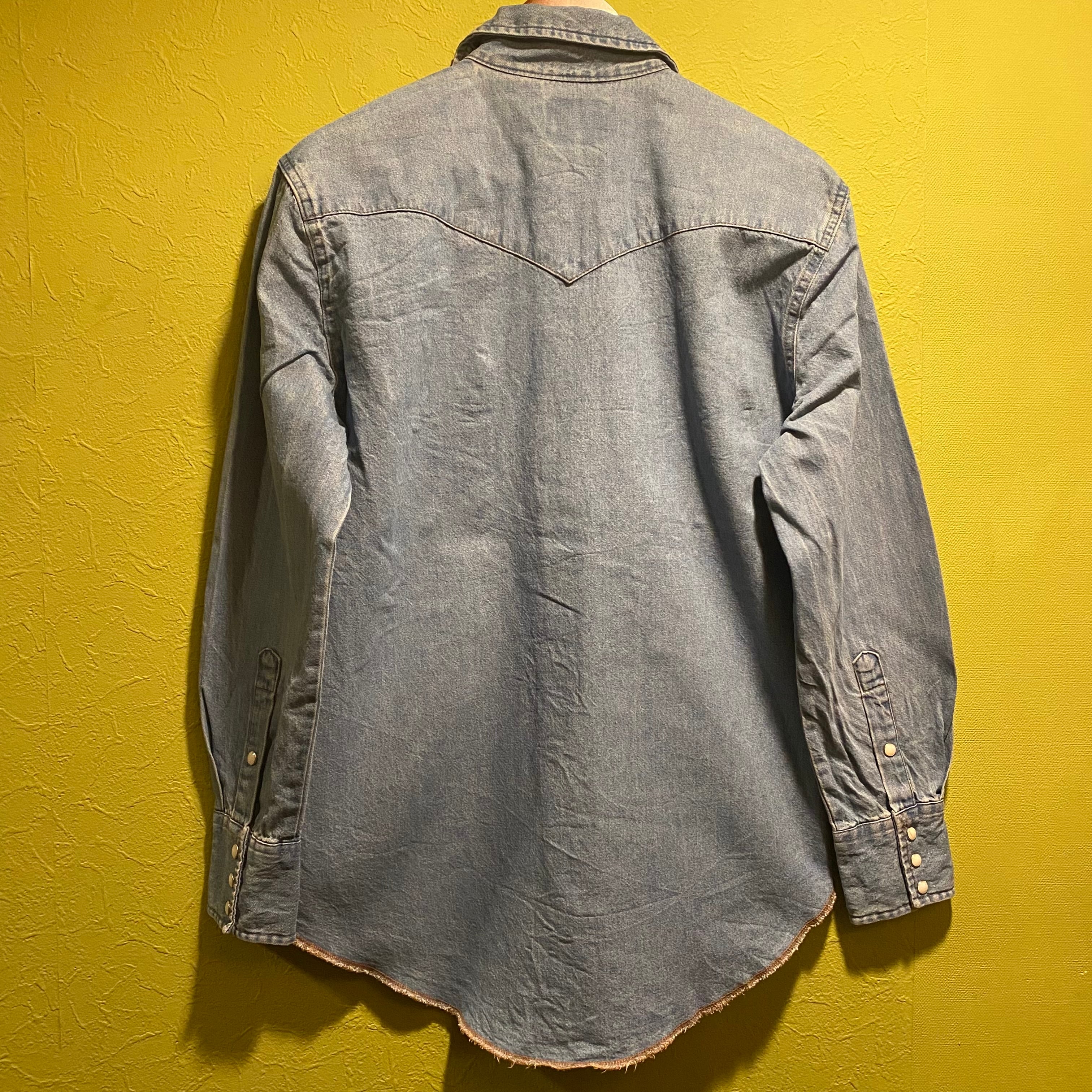Wrangler Western Denim Shirt Light Blue Size M | headvintage