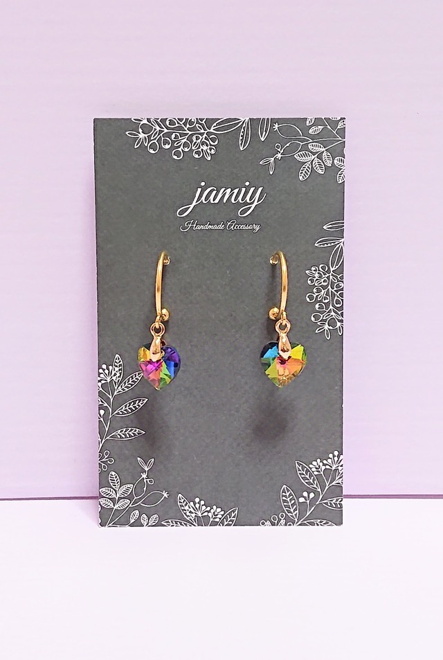 ガラスハートのゆれるピアス(レインボー) | jamiy