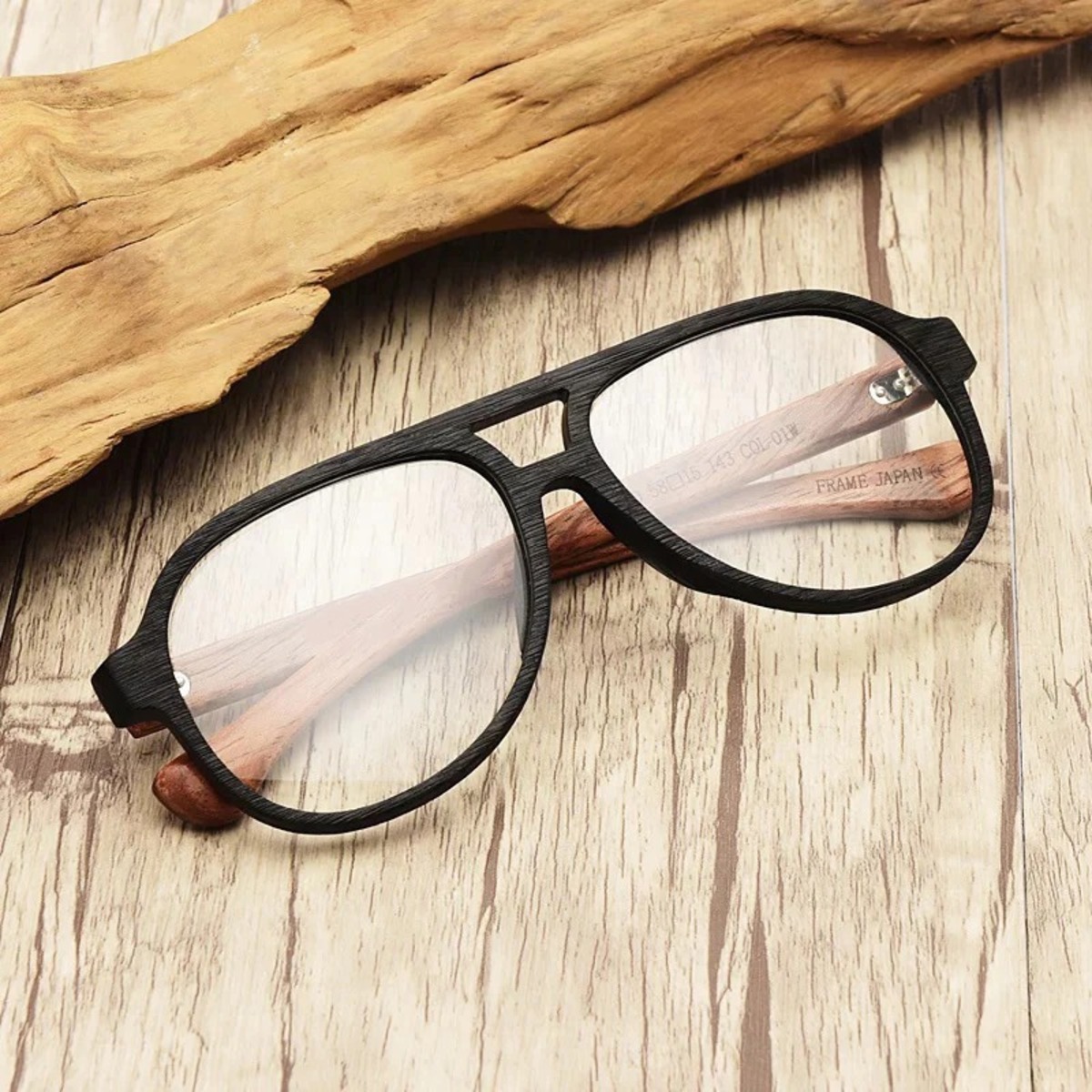 Wood Oversized Oblong Glasses【BJ0513】 | BOBO BIRD JAPAN's