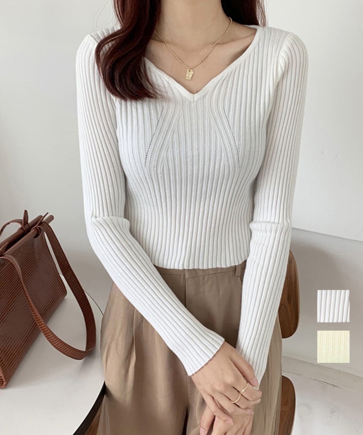 【日本倉庫即納】 ニットトップス Vネックセーター 春秋冬 | HapiHapi style