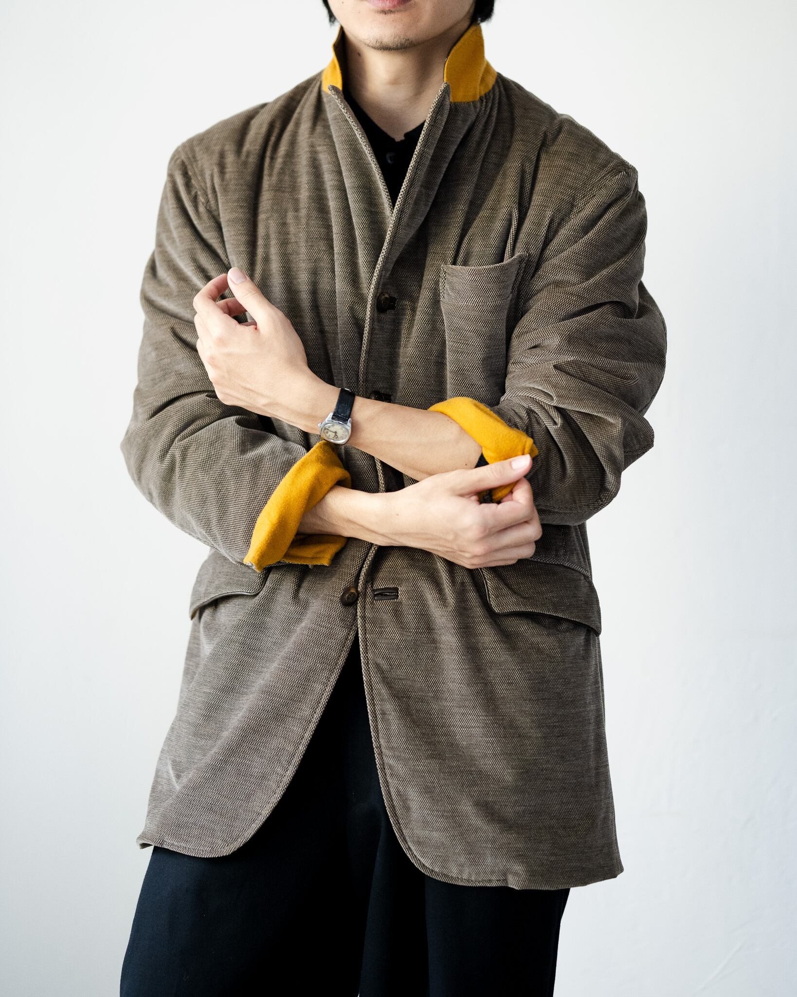 [00's] "ARNYS PARIS" Leather detailing Velour 4 button Jacket ...
