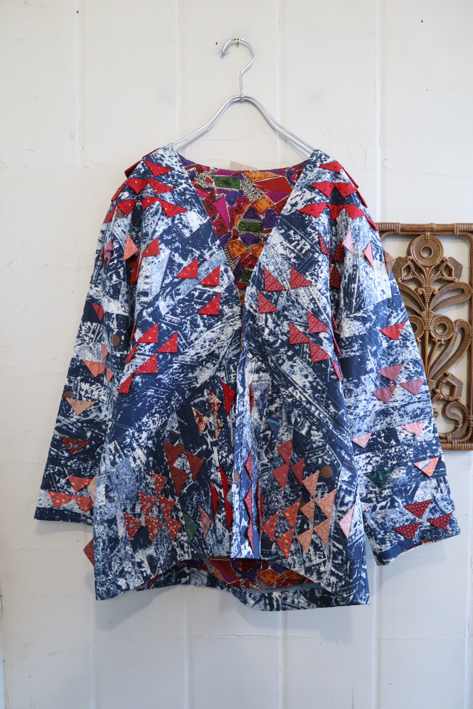 blue×red triangle patch reversible jacket [l-2556] | Fizzvintage