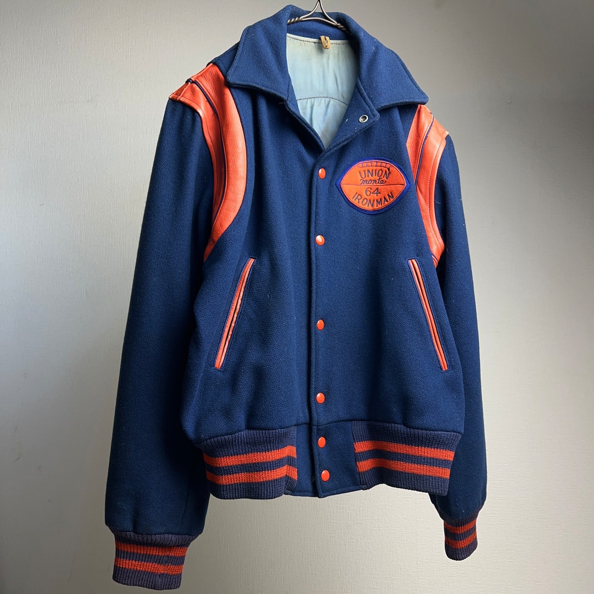 1960's Hatchers Stadium Jacket 60年代 ワッペン 襟付き スタジャン スタジアムジャケット メルトン レザー ...