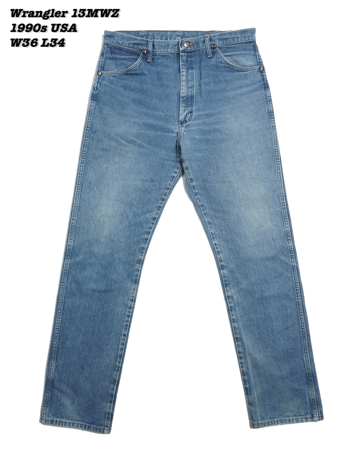 Wrangler 13MWZ INDIGO DENIM PANTS USA 1990s W36 L34 WR24029 | Loki Vintage&Used