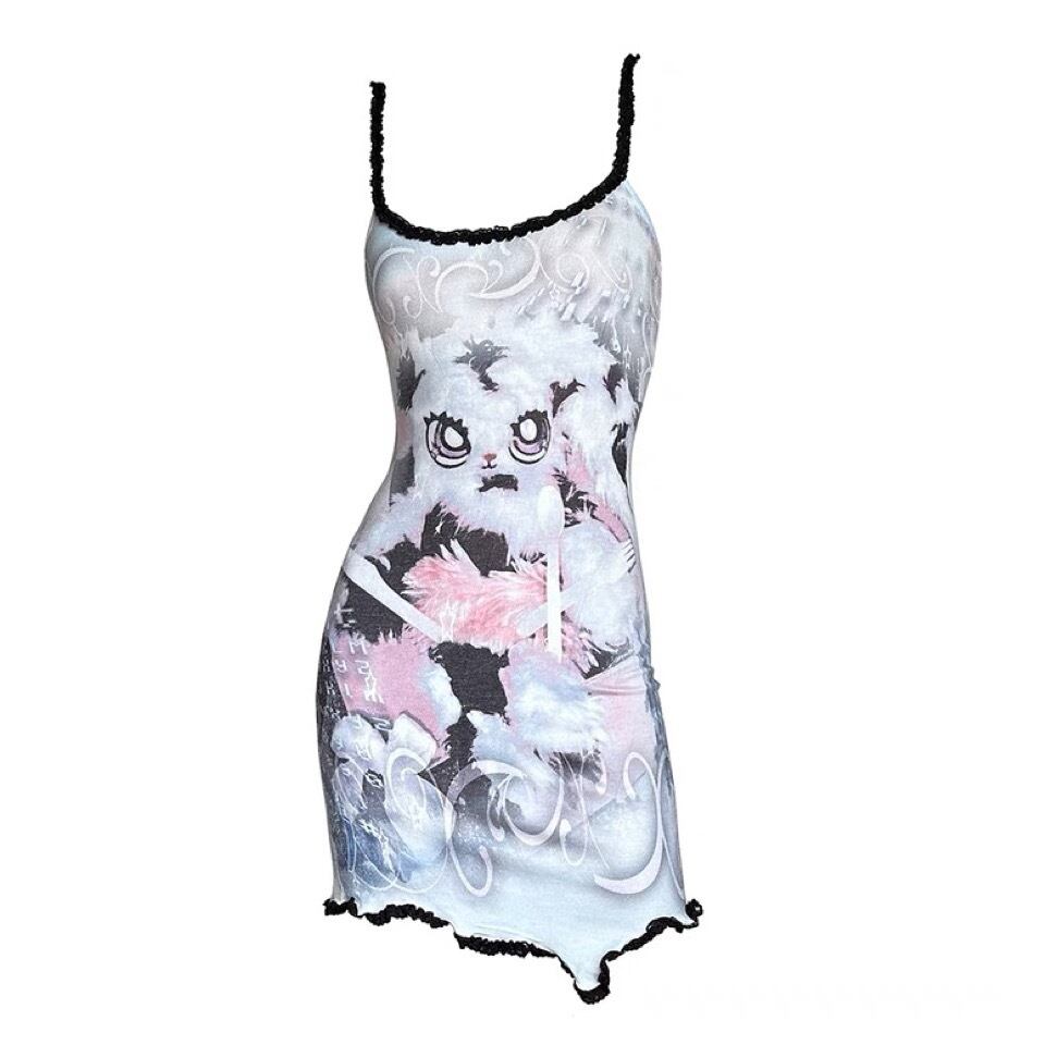 [CFIERCE] Abandoned Rabbit Printed Sleeveless One-Piece | Pay ID