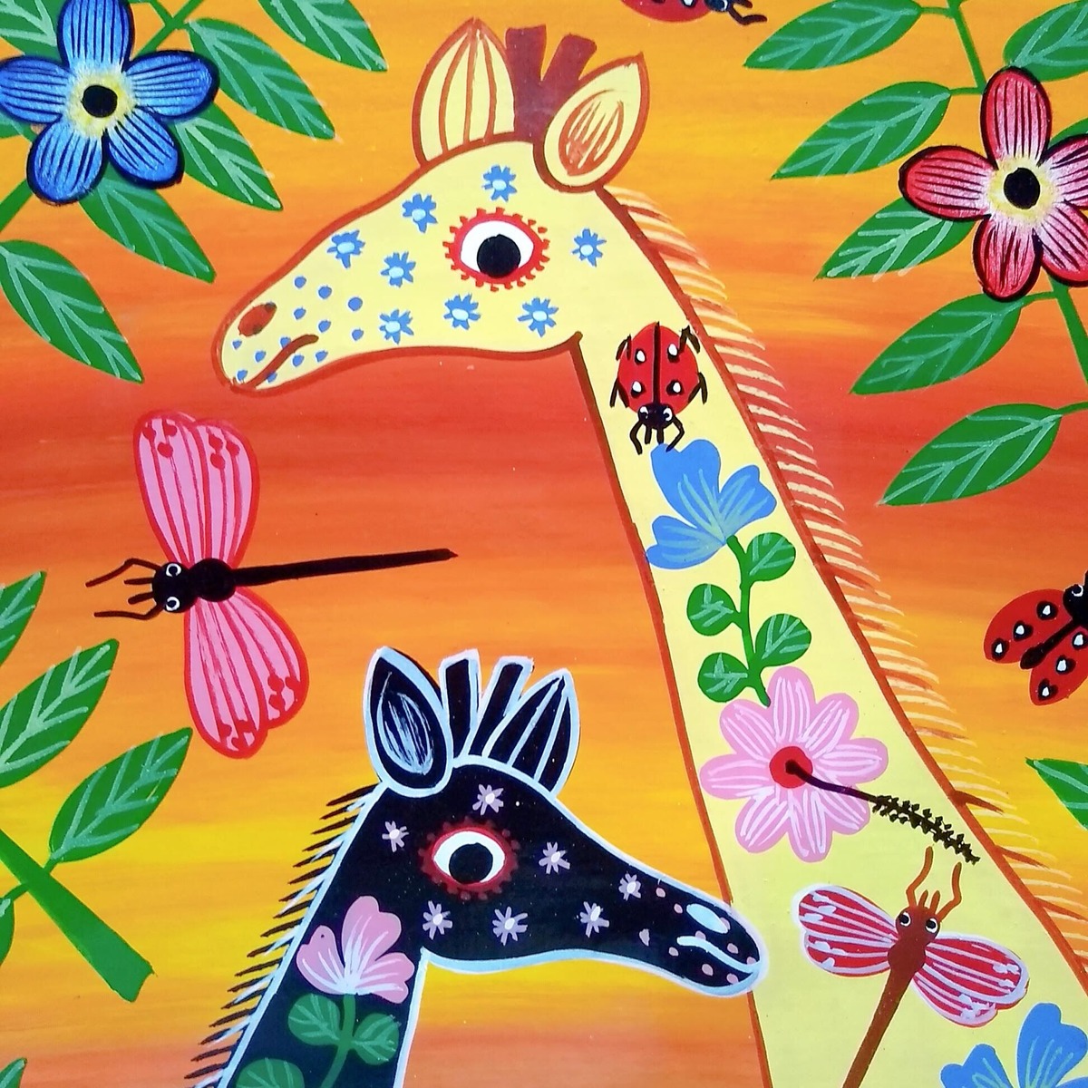 Floral Twiga twiga 』 Medium-Tingatinga by Majidu 45*45cm | Duka La (ドゥカ ...