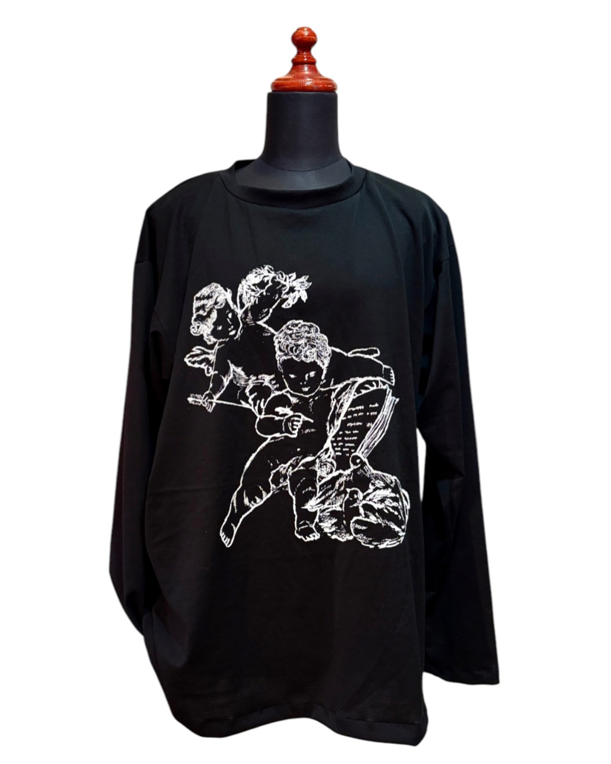 Boucher Putti Hand draw Classic Long sleeve T-shirts Black (M/L ...
