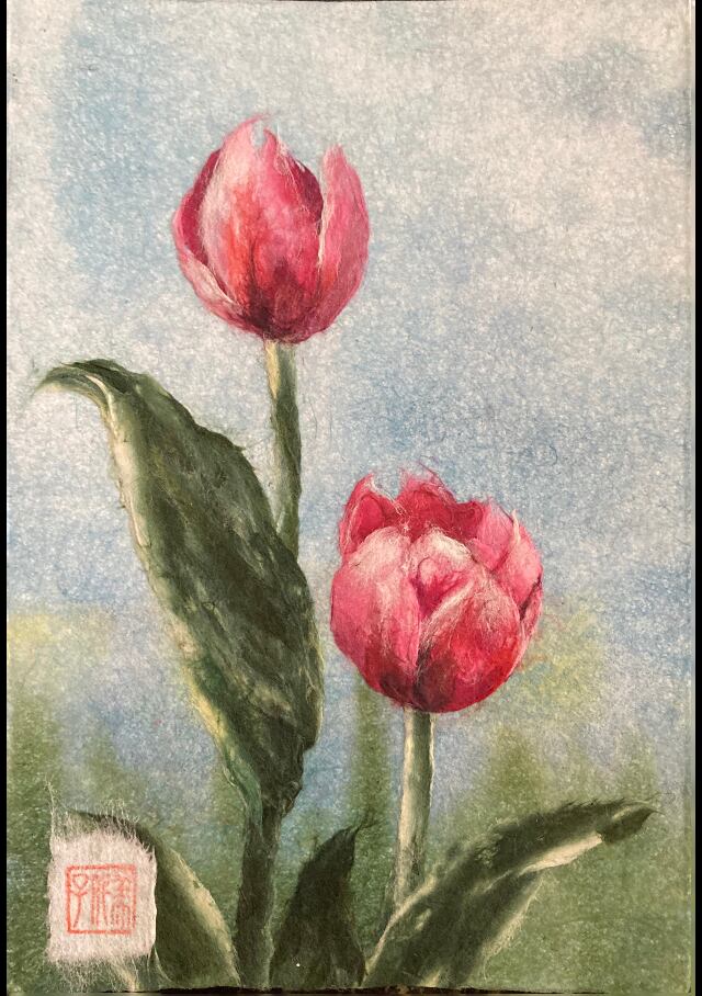 ちぎり絵 花瓶のつくしと赤い花 SM(227×158) | Pay ID ちぎり絵 花瓶のつくしと赤い花 SM(227×158) | Pay ID
