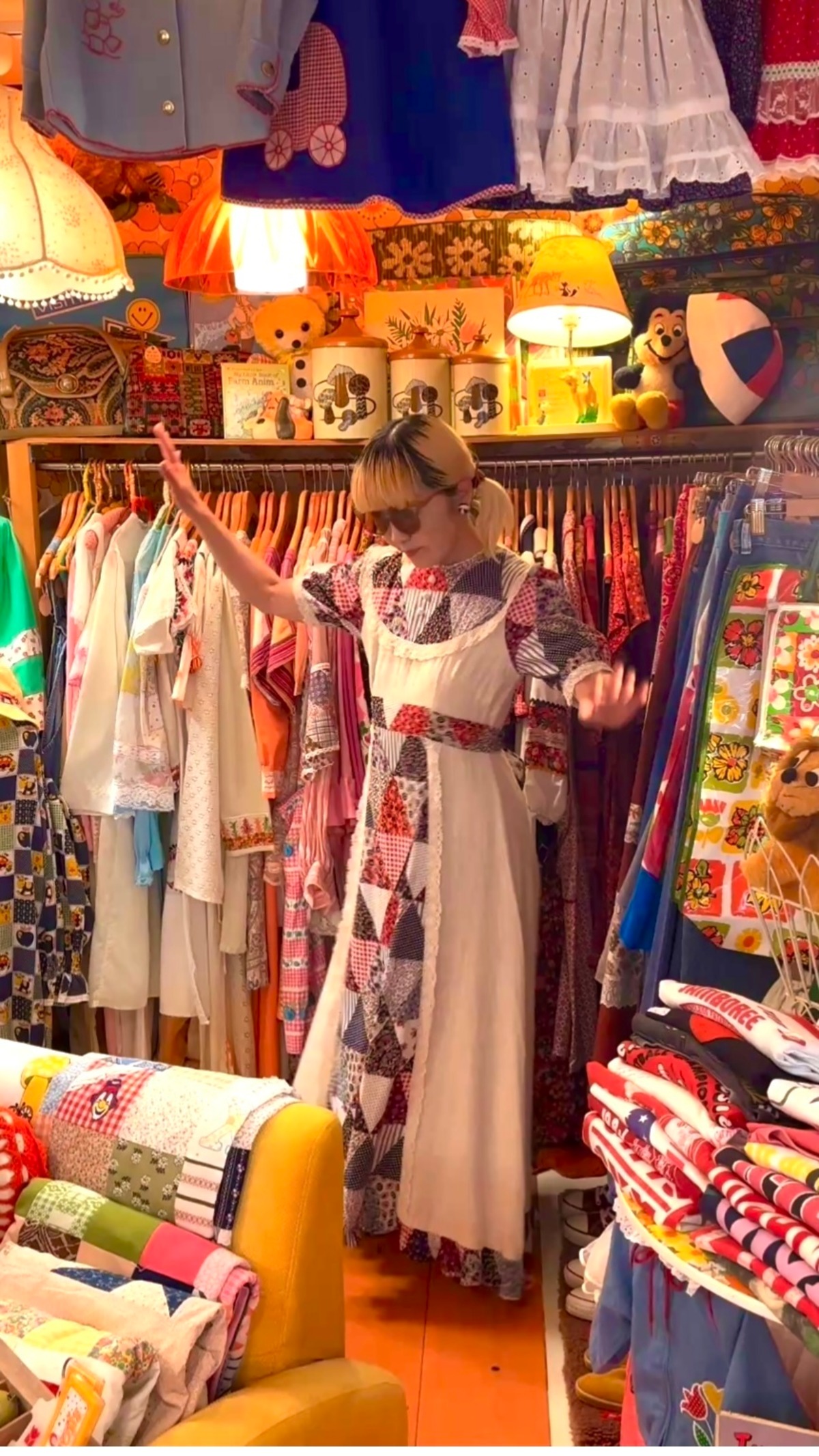 Vintage patchwork printed long dress | KusuKusuDaisy