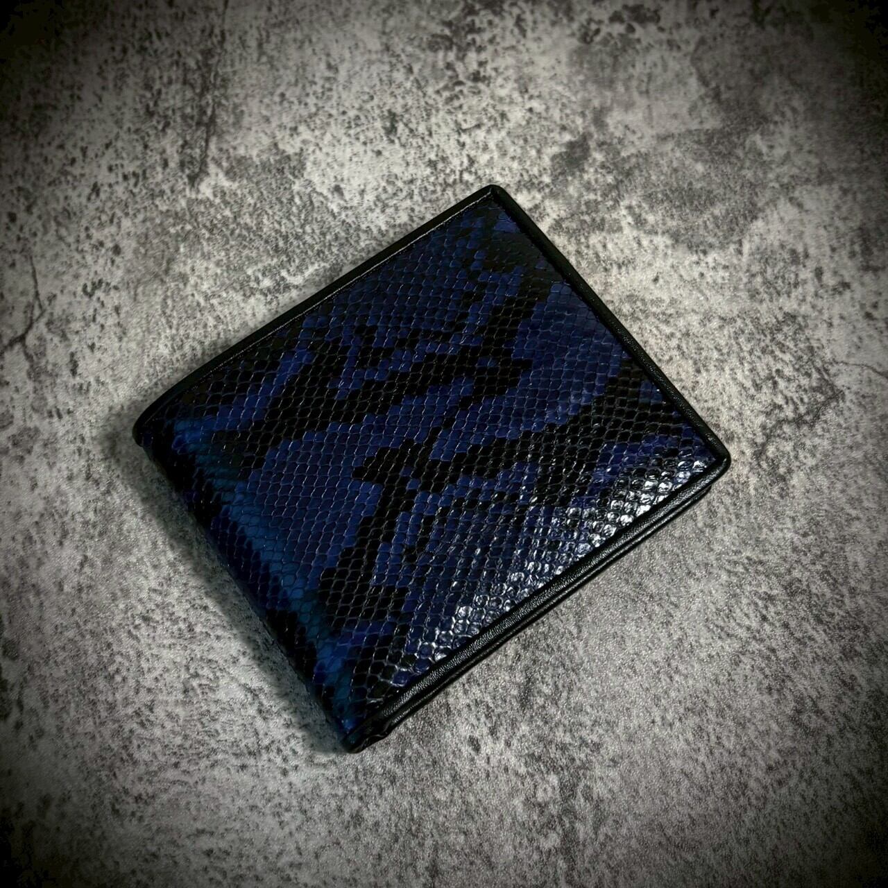 パイソン レザー 折財布 二つ折り 財布 ヘビ革 蛇革 コンパクト ミニ