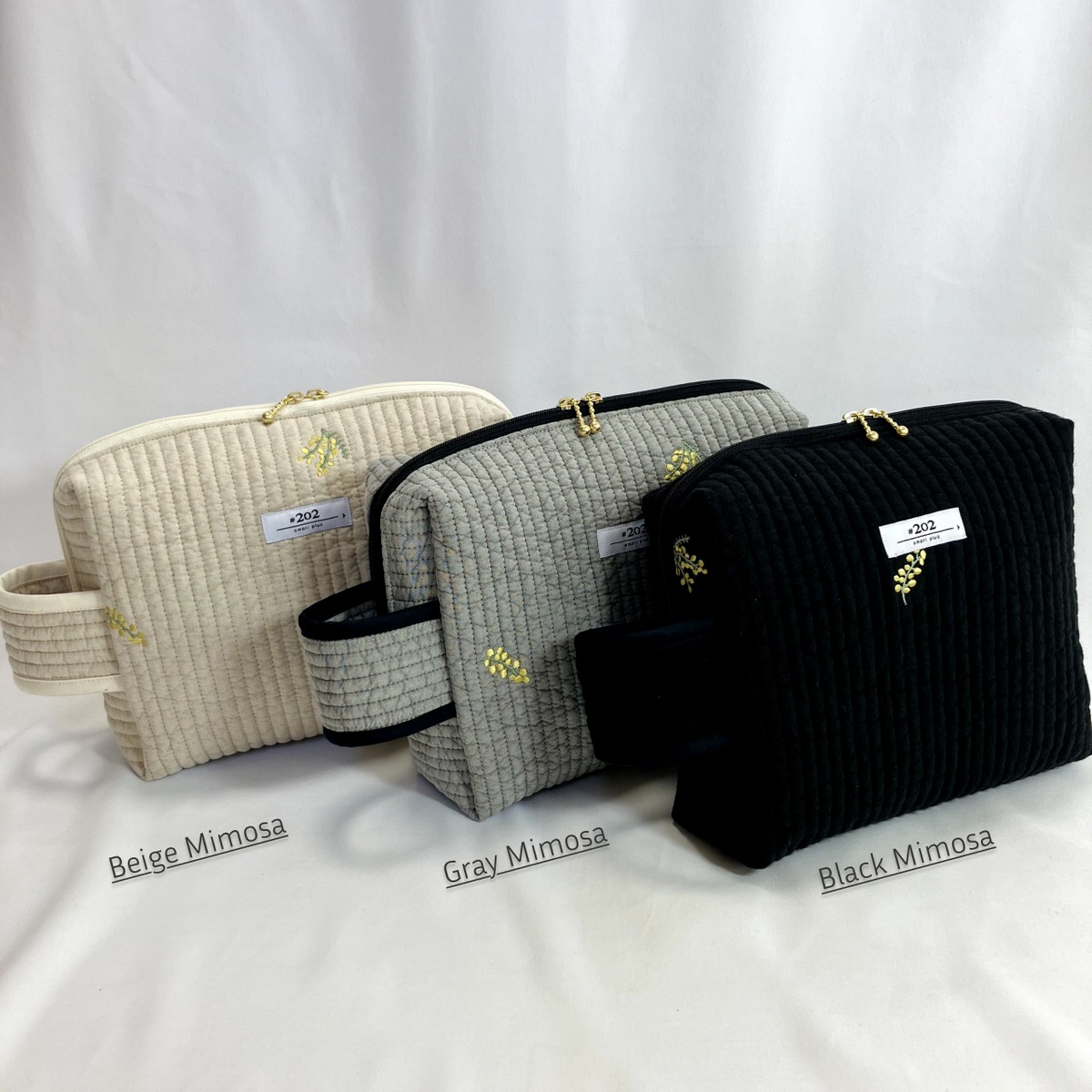 万能ポーチ（ミモザ刺繍入りヌビ） | #202 ameri plus