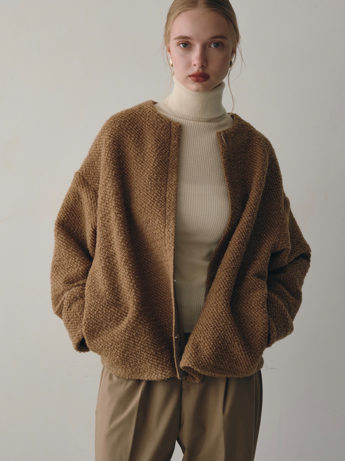 Roping Tweed Coatigan / brown | farumari