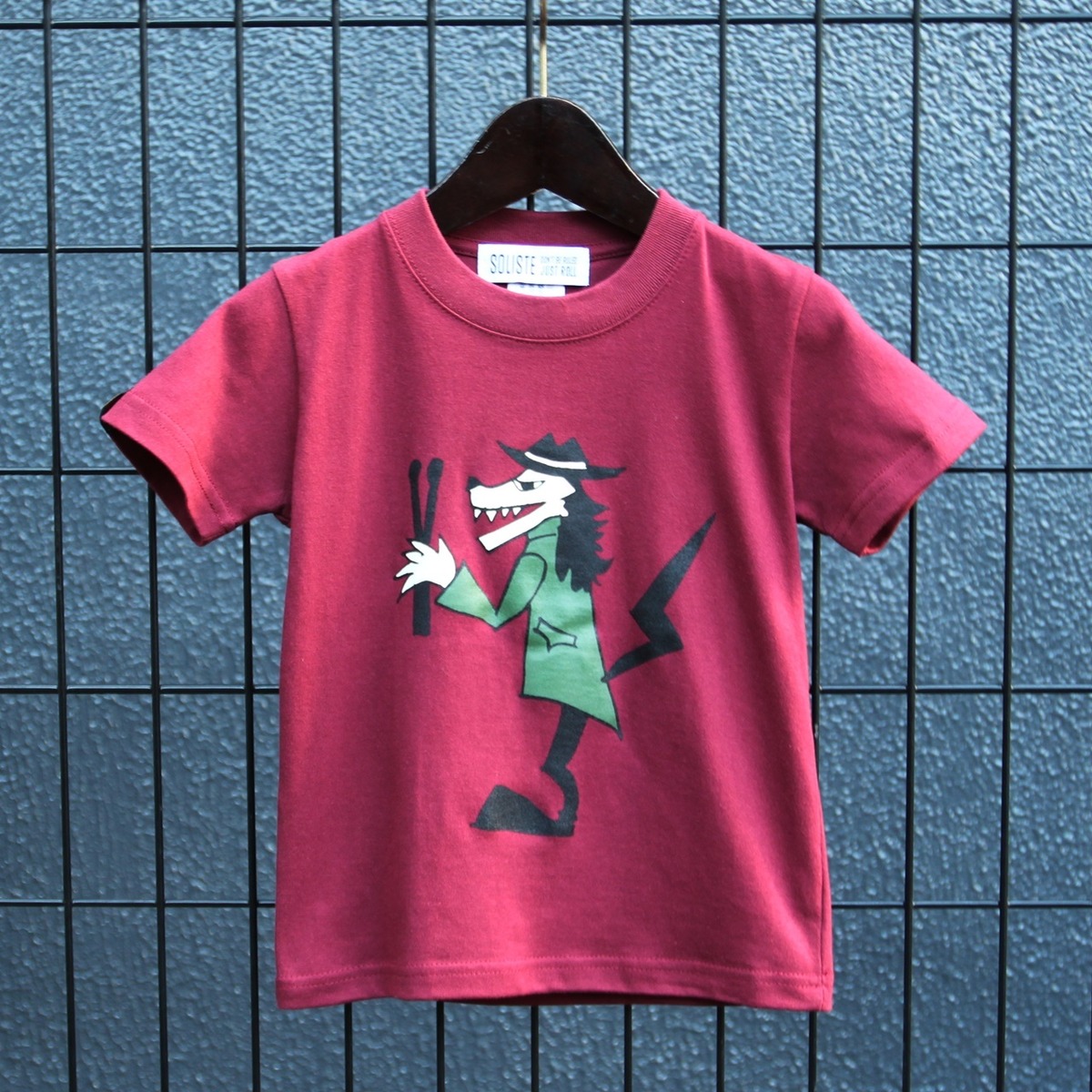 soliste × SMACK ENGINNER / Lonley-Wolf kun KIDS TEE -BURGANDY | WORKAHOLIC