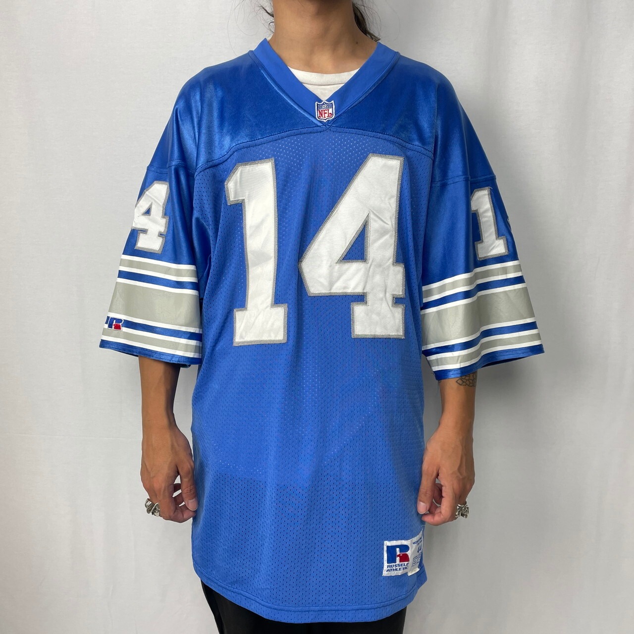 USA製 RUSSELL ATHLETIC ラッセルアスレチック NFL DUFFY 14 フットボールシャツ メンズL相当 古着 メッシュ ...