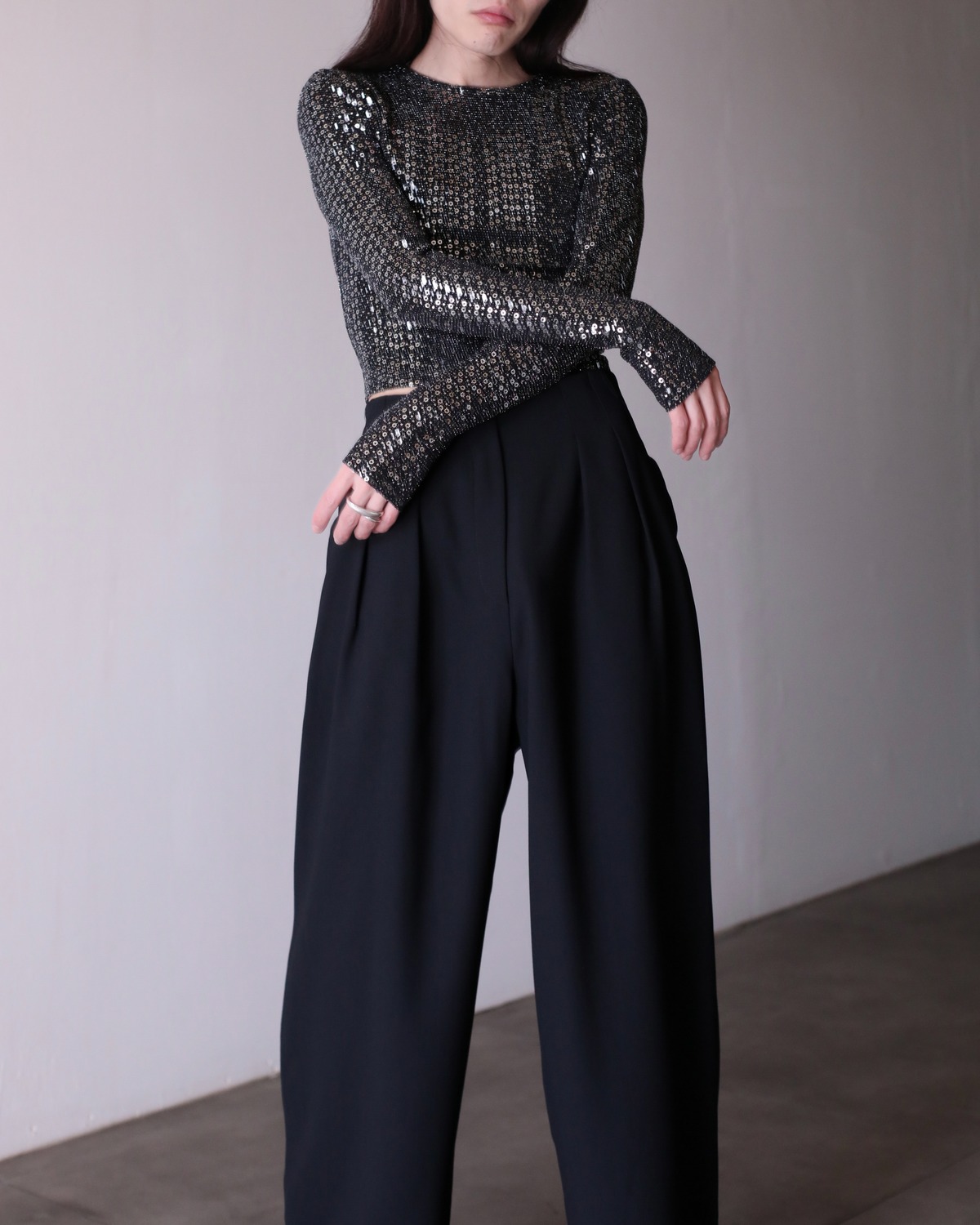 sheer "uroko spangle" design tight top | oo vintage