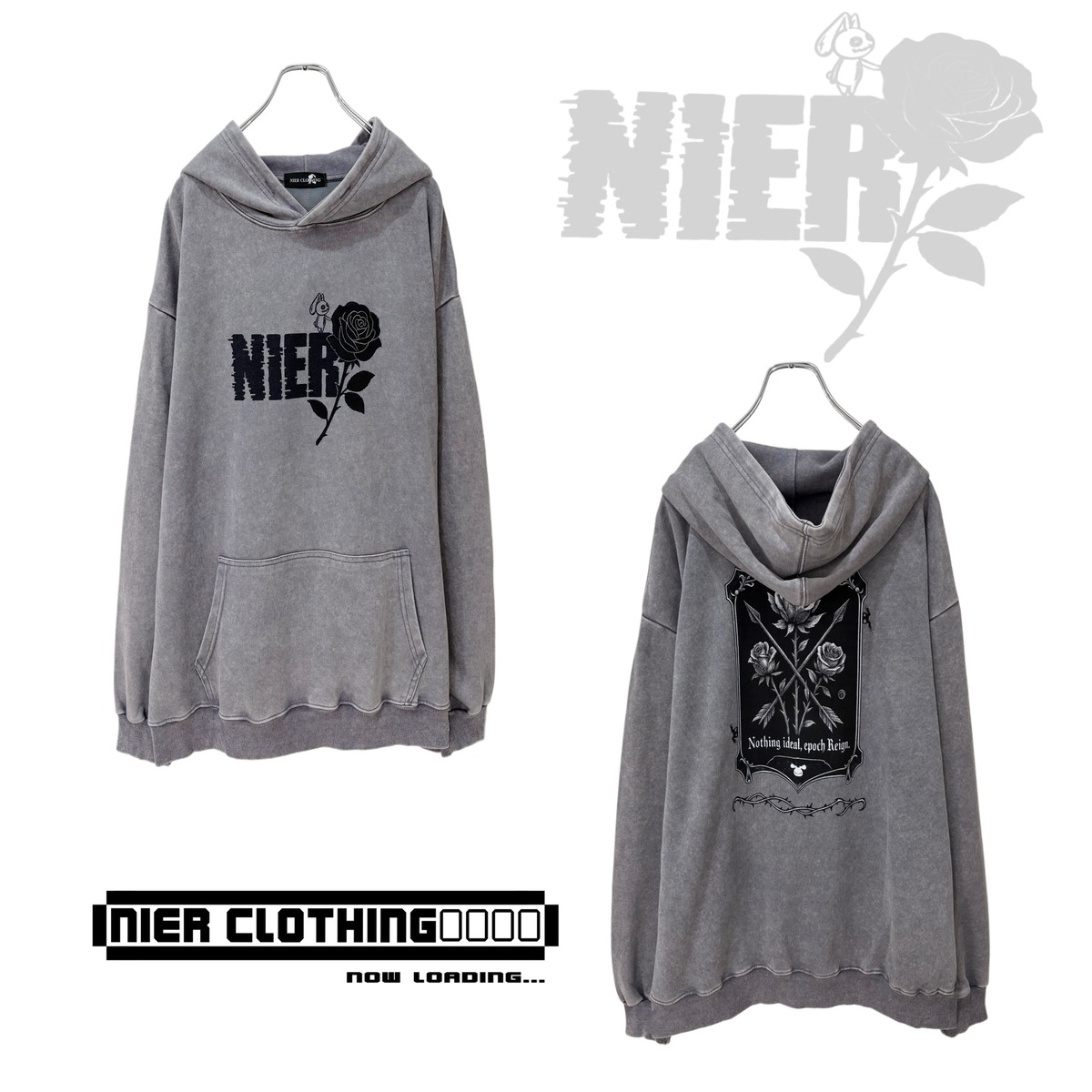 NIER ROSE GRAY HOODIE | NIER CLOTHING