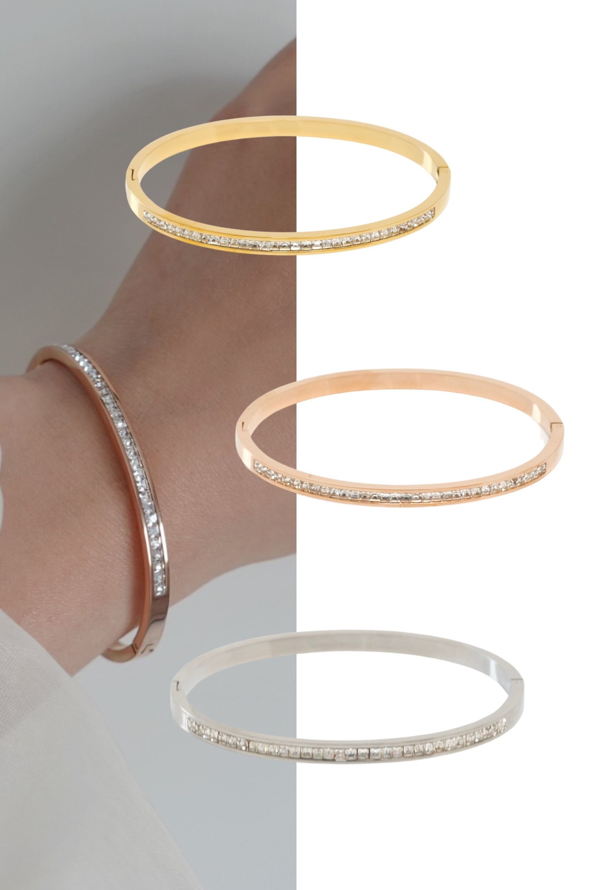 pave zirconia bangle | Cattleyaeon