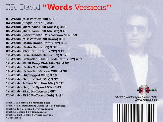 F.R. David F.R.デヴィッド Words ワーズ Remix リミックス Words Versions | コレクターズCD ...