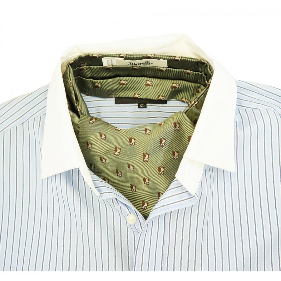 メンズ シルク アスコット ふくろう スカーフ （イタリア マレリー社