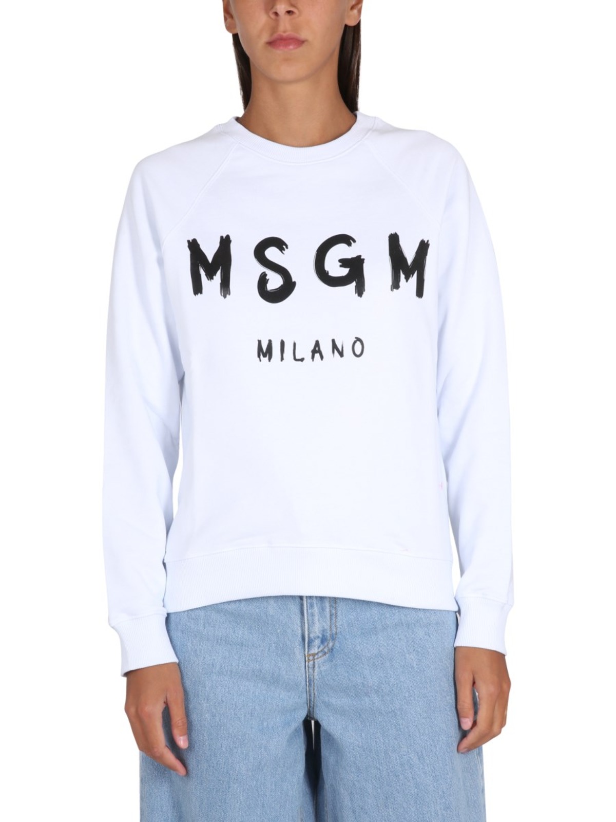 MSGM COTTON SWEATSHIRT WITH PENNELATO LOGO PRINT 2000MDM513_20000001 14600 | BASE百貨店
