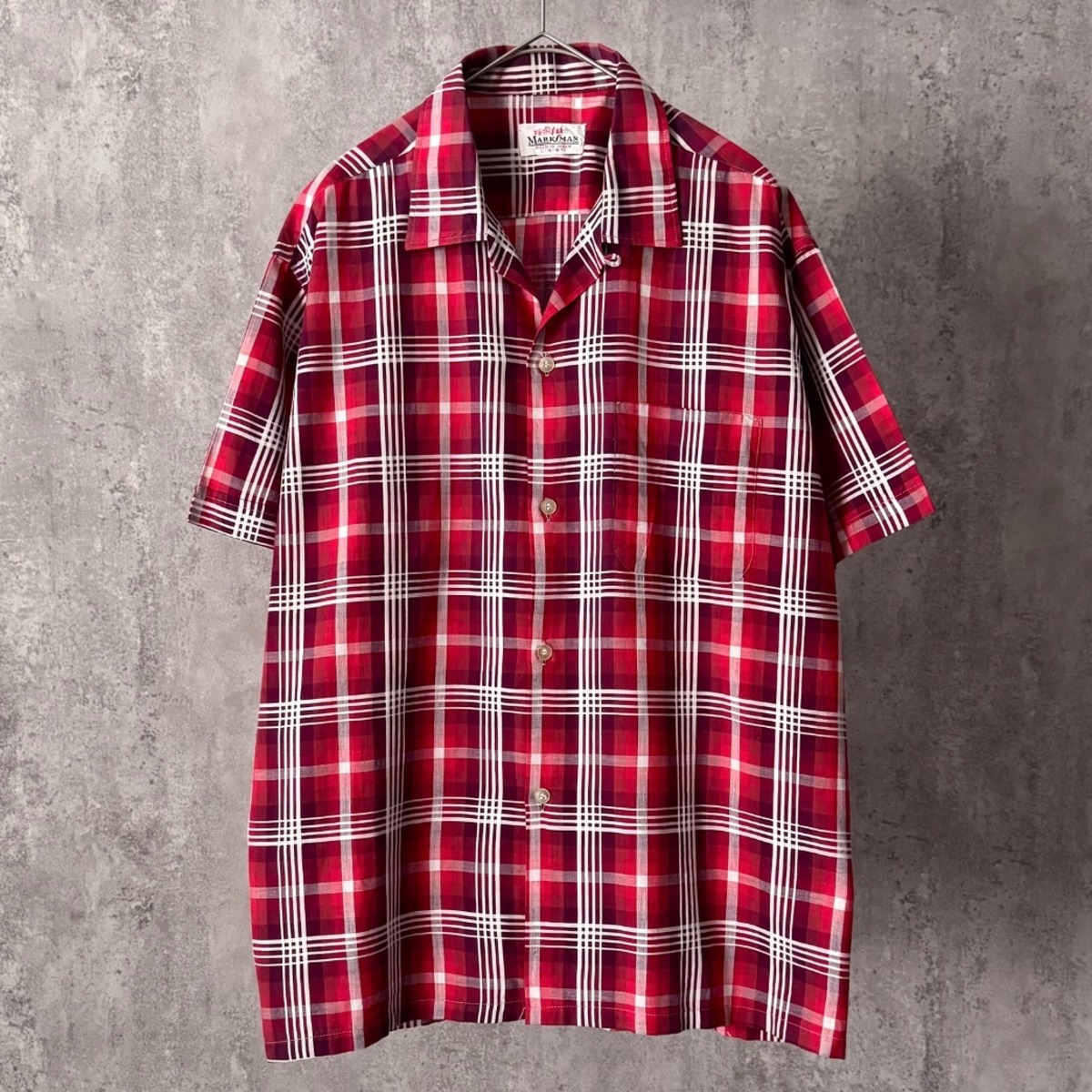 60s Check pattern cotton open collar shirt | Muri vintage