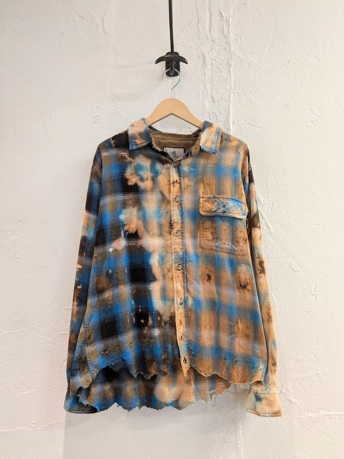 Fade Damage Boro Design Check Heavy Flannel Shirt ③ | tokiclothing
