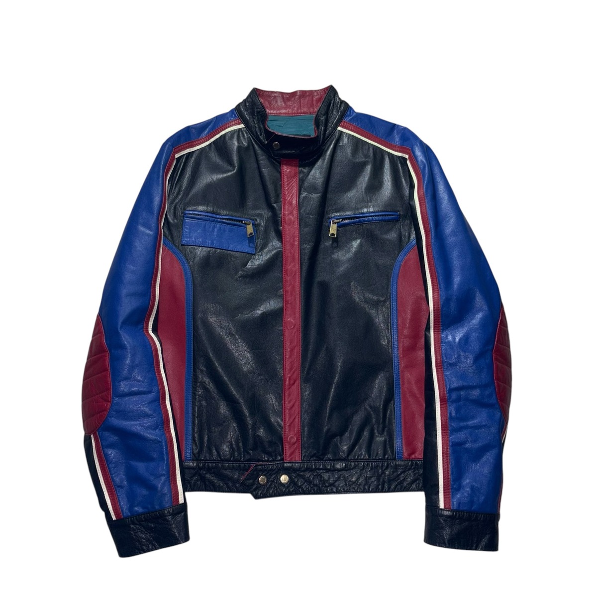 archive D&G tricolor leather riders jacket | NOIR ONLINE